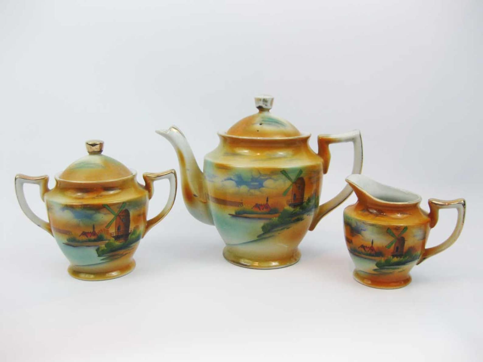 Vintage Hand Painted Japanese Windmill Village Scene - Etsy