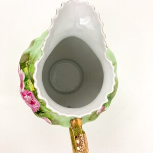 Lefton Hand Painted Porcelain Pitcher Heritage Green With Roses Heavy ...