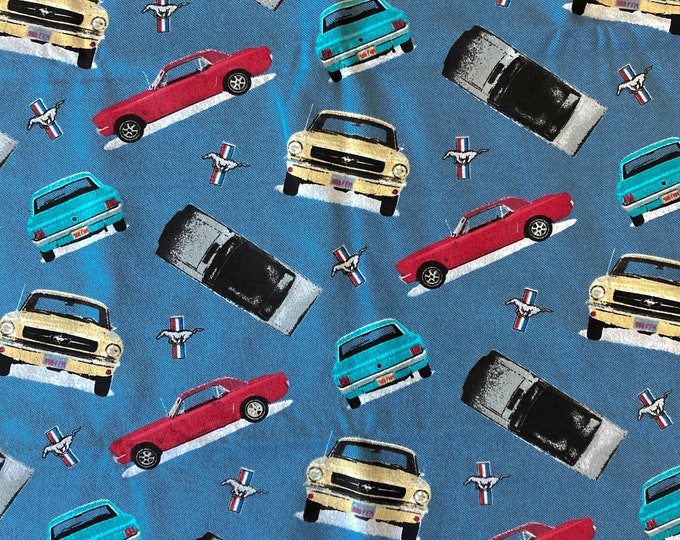 1 Yard Rare Ford Mustang Muscle Car Yardage Fabric 44" Wide 2003 NEW ...