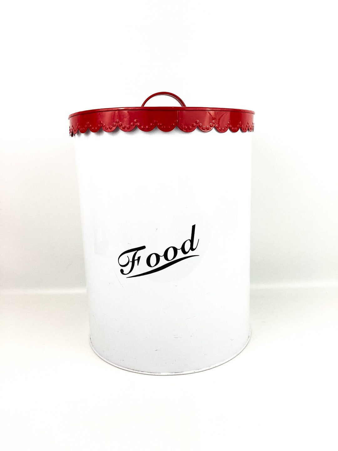 Large Red and White Metal Food Can ~storage Can 14" High~retro Kitchen ...