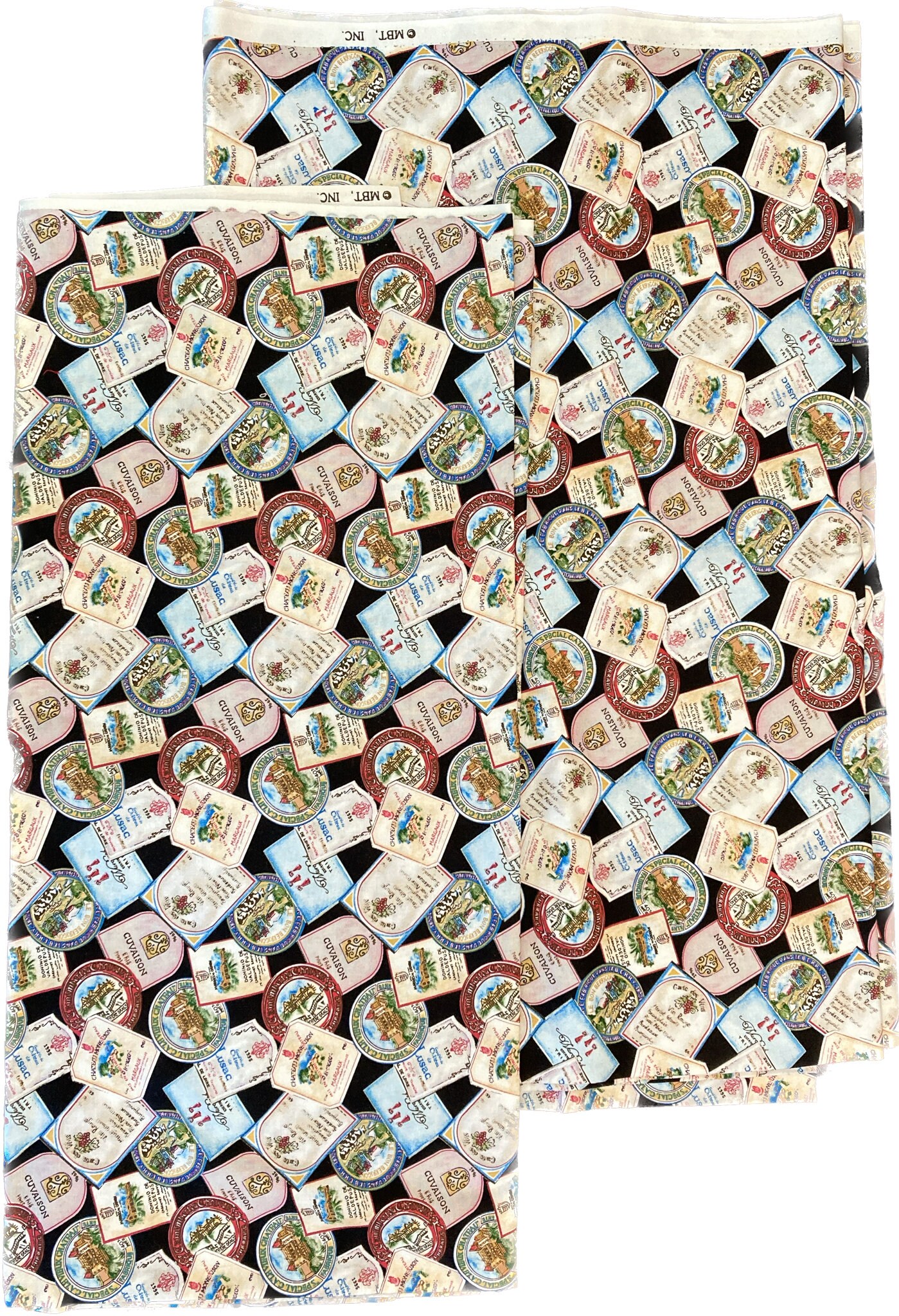 5 Yards Wine Labels Design Fabric MBT Marcus Brothers Textiles 44" Wide ...