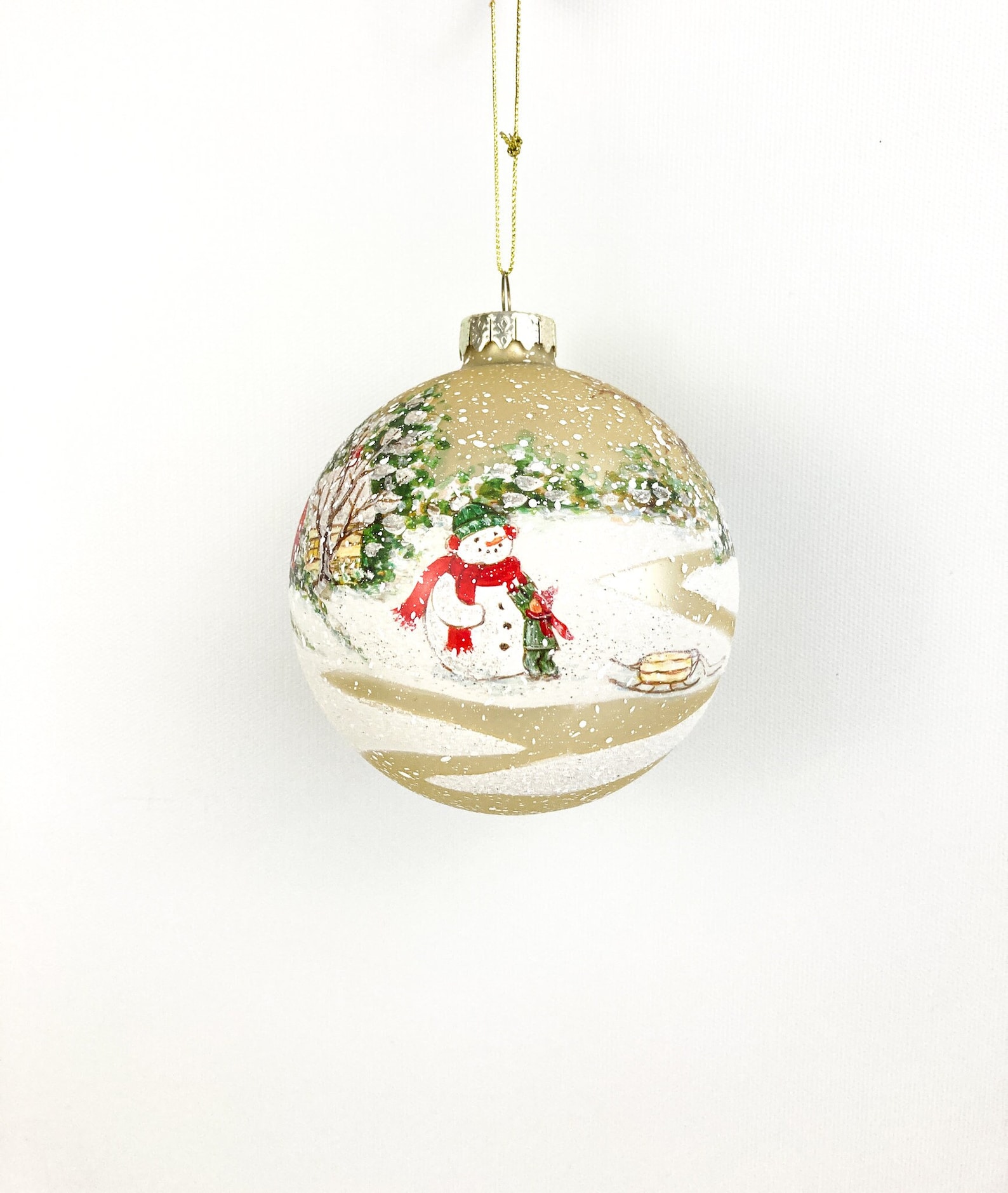 RAZ Import Large Glass Snowman Farm House Winter Scene Ornament 12.5 ...