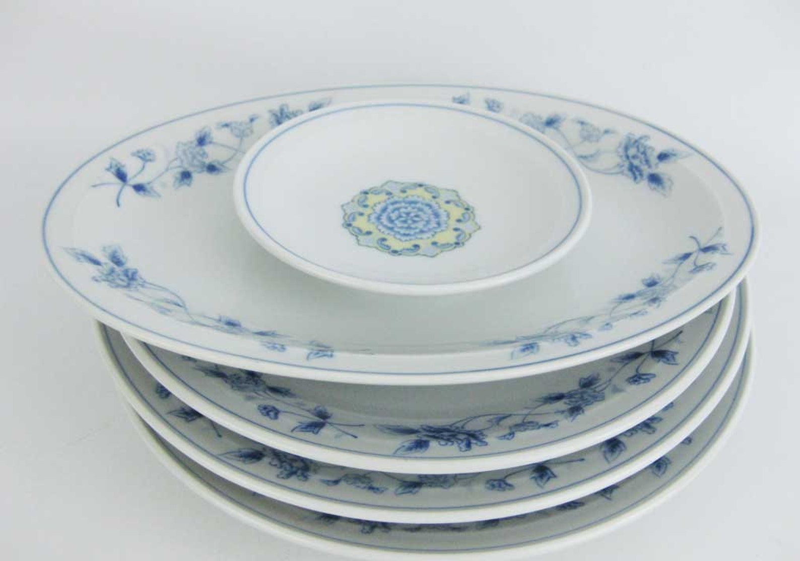 Asian Chinese Blue and Yellow Flowers Porcelain - Etsy