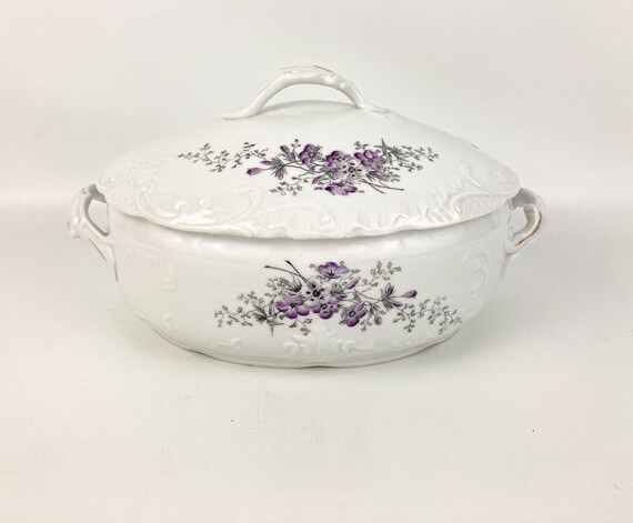 Vintage Large Soup Tureen Made in Austria Purple Violet - Etsy