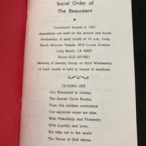 Social Order of the Beauceant Long Beach Assembly No. 39 Circa 1983 ...