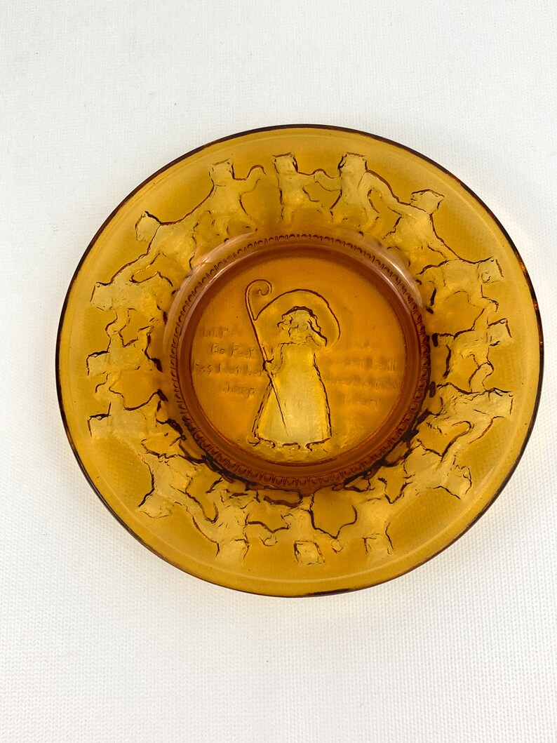 Vintage Tiara Indiana Amber Glass Nursery Rhyme Plates Set 4 - Etsy