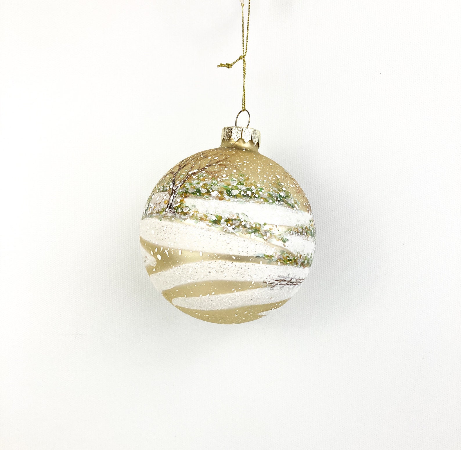 RAZ Import Large Glass Snowman Farm House Winter Scene Ornament 12.5 ...