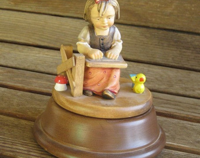 WALTER STAHLI WOOD CARVED MUSIC BOX FIGURINE - Etsy