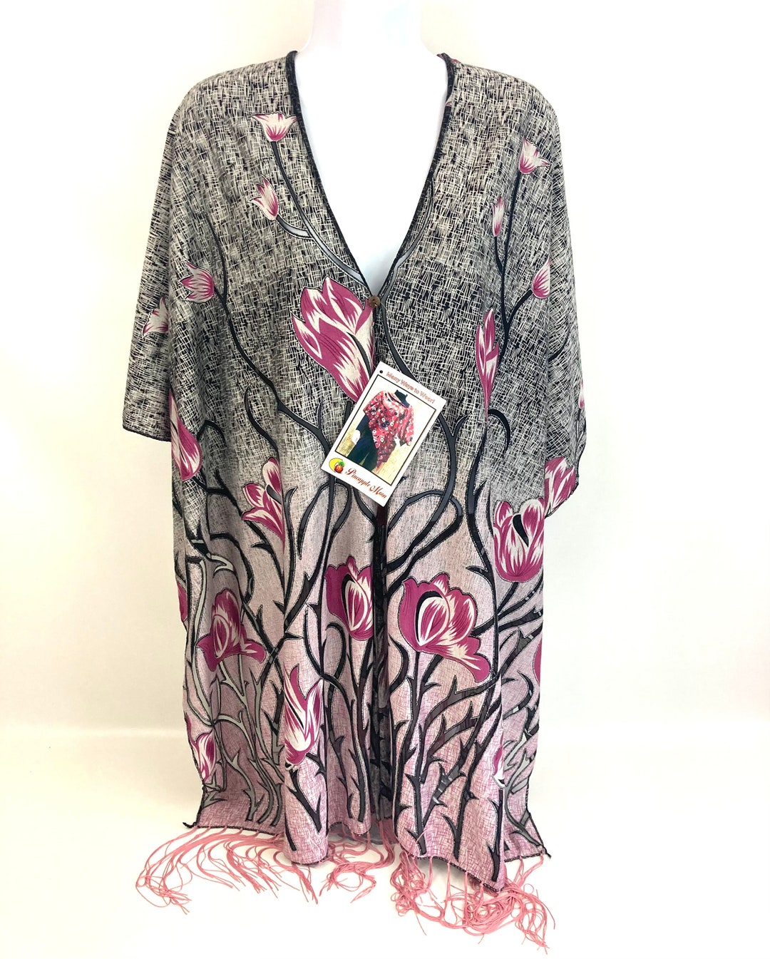 Pineapple Moon All Season Wrap Buttons Poncho Shawl~wrap W/fringe ...