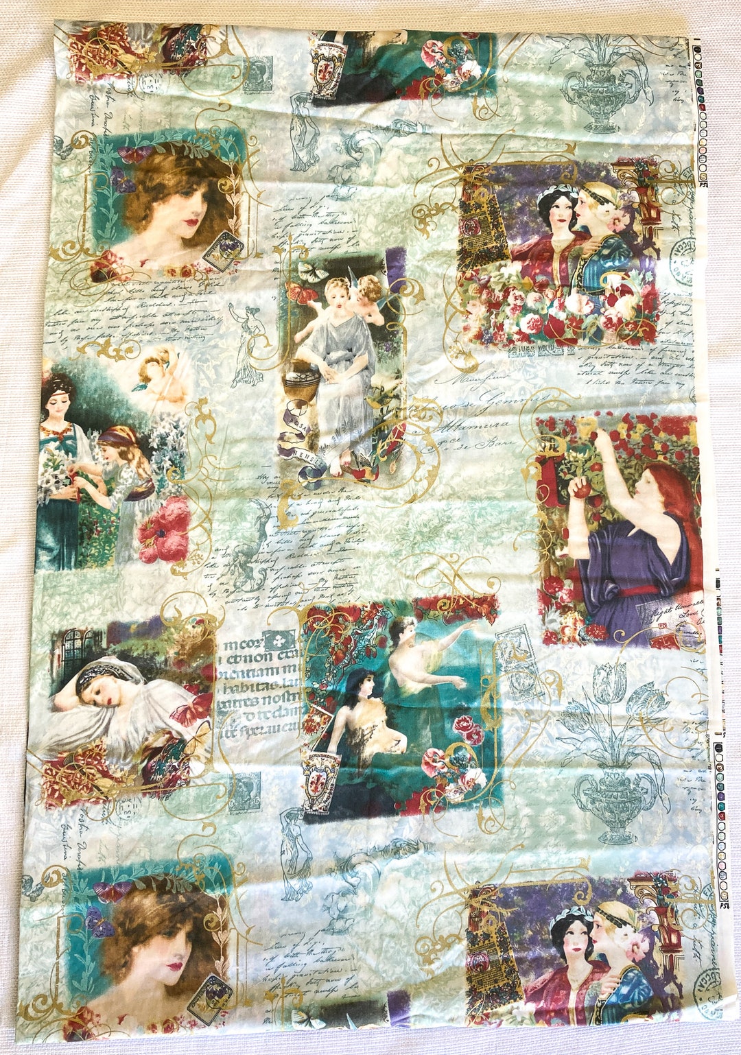 3.75 Yards X 43.5" Wide Vintage Fabric Victorian Ladies Quilt Shop by ...