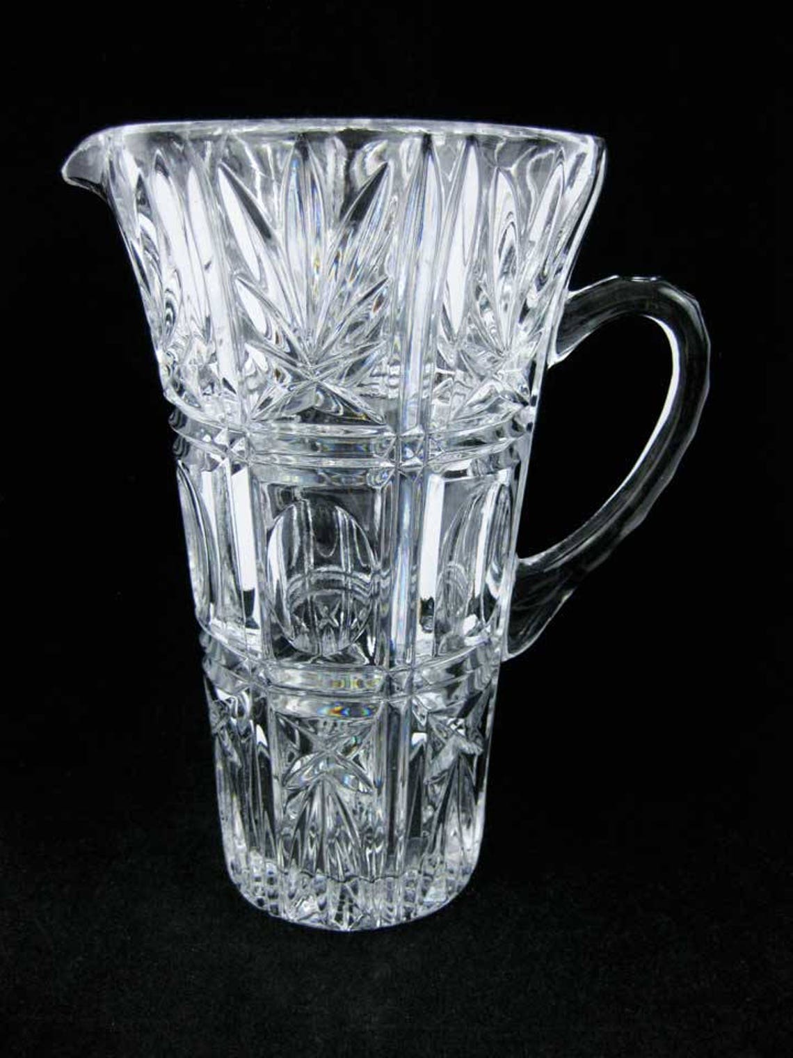 Crystal Clear Glass Pitcher Thumb Print Ovals Shooting Stars | Etsy