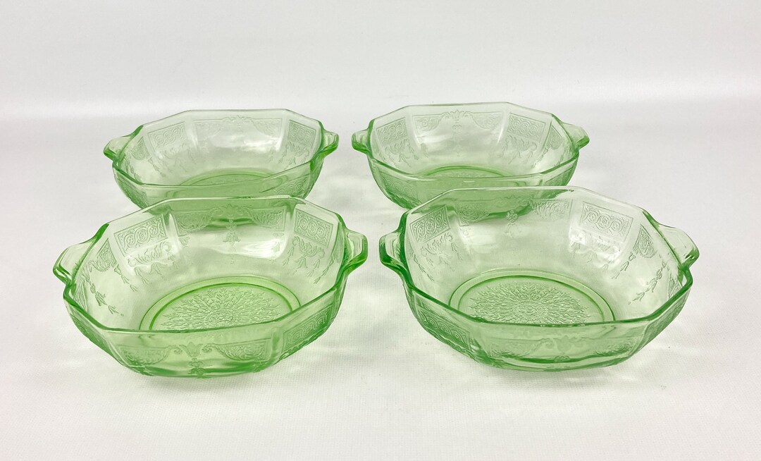 Anchor Hocking Cereal Oatmeal Bowls Princess Green Uranium Vaseline ...