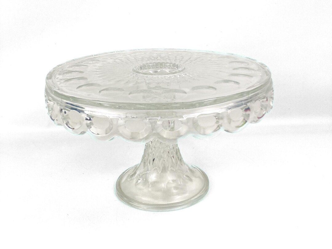 MCKEE Colony Lacette Cake Stand 1940s Scallop Lace Edge Rum Well 10.25 ...