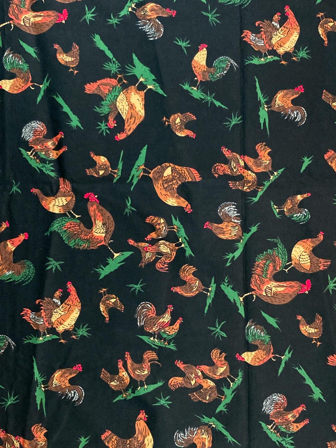 Robert Kaufman "home to Roost" Chicken/rooster Cotton Tablecloth/fabric ...