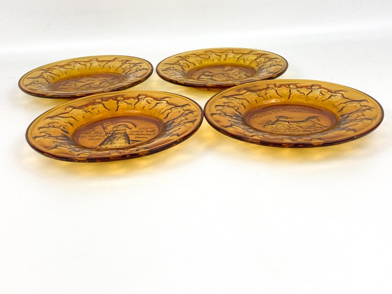 Vintage Tiara Indiana Amber Glass Nursery Rhyme Plates Set 4 - Etsy