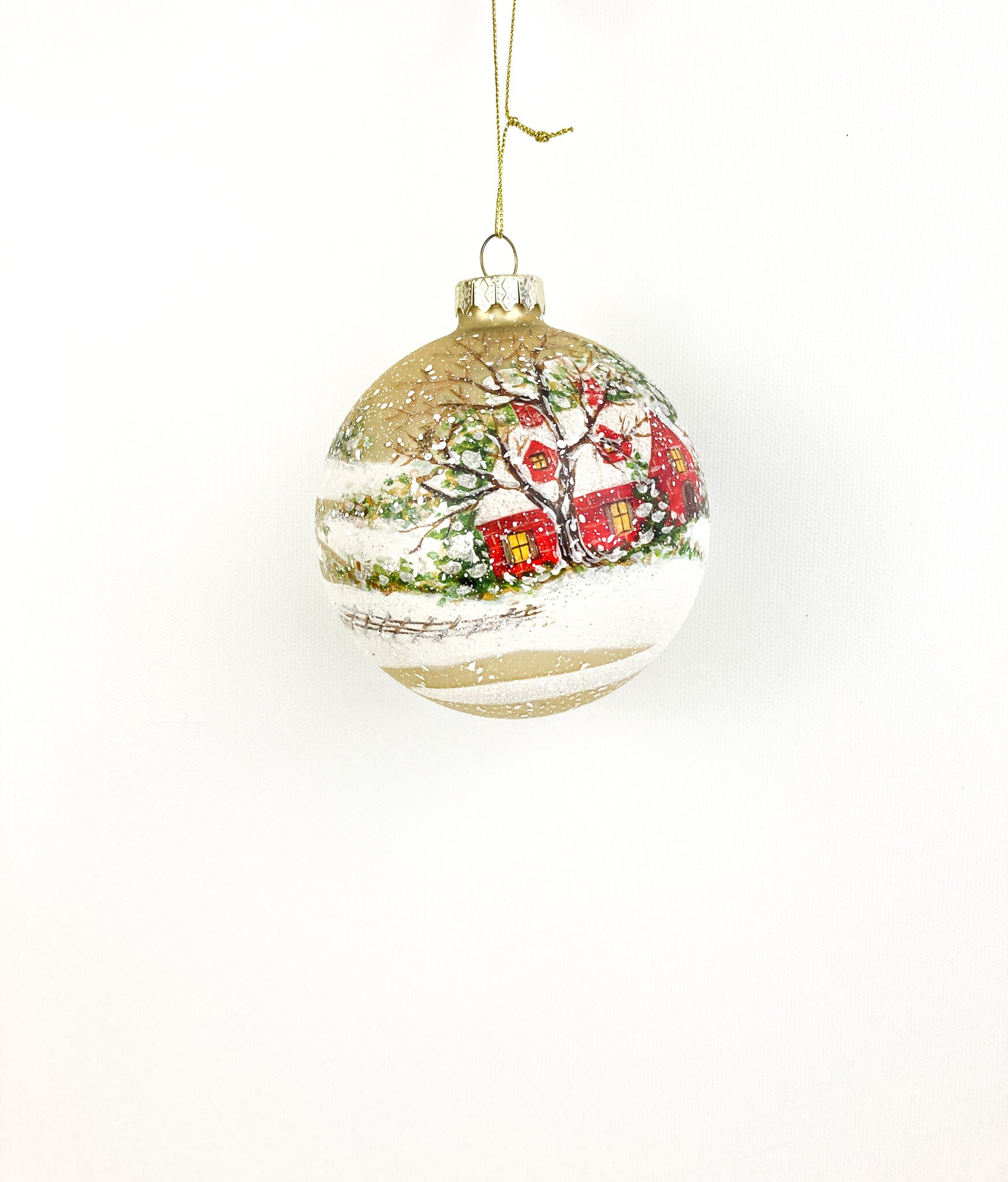 RAZ Import Large Glass Snowman Farm House Winter Scene Ornament 12.5 ...