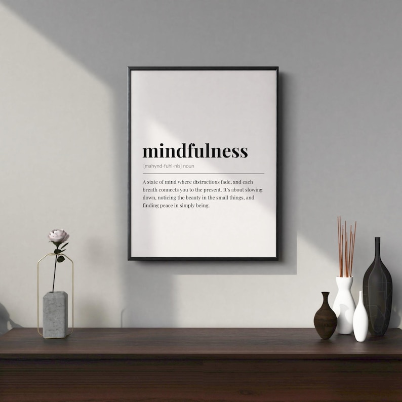 Mindfulness Definition Poster - Motivational Wall Art - Printable Self ...