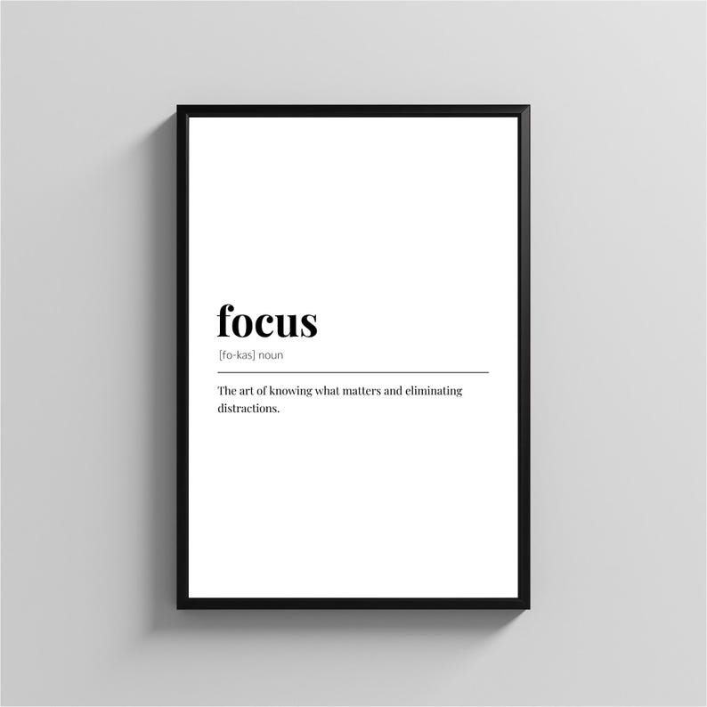 Focus Definition Poster - Motivational Office Wall Art - Printable ...