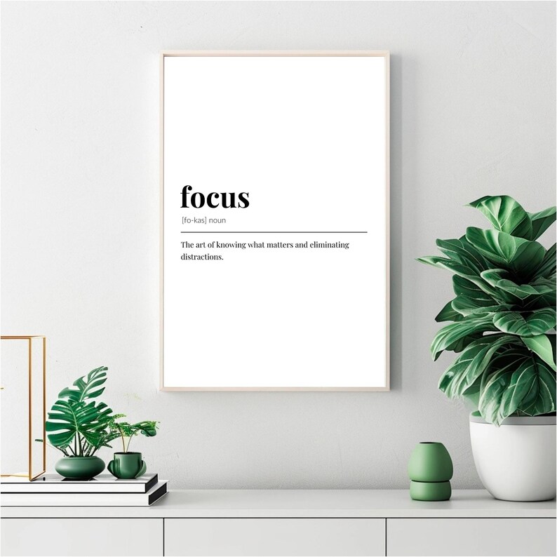Focus Definition Poster - Motivational Office Wall Art - Printable ...