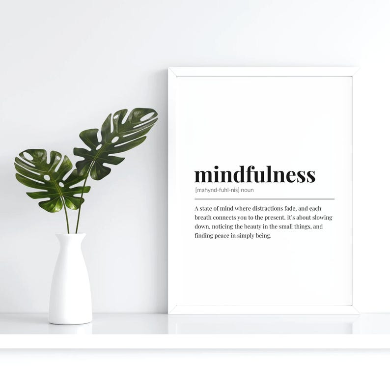 Mindfulness Definition Poster - Motivational Wall Art - Printable Self ...