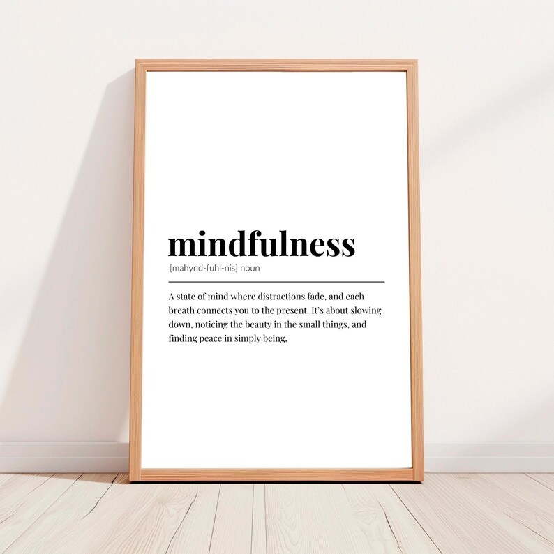 Mindfulness Definition Poster - Motivational Wall Art - Printable Self ...