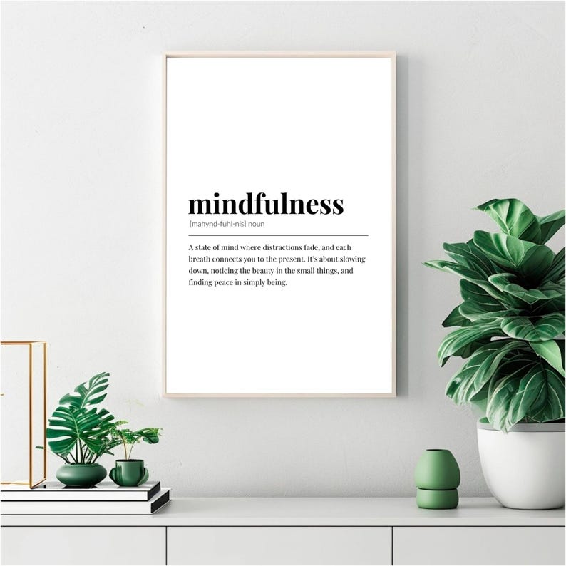 Mindfulness Definition Poster - Motivational Wall Art - Printable Self ...