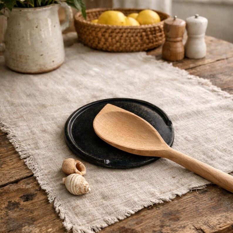 Handmade Ceramic Spoon Rest | Clay Utensil Plate | Blue Kitchen Decor ...