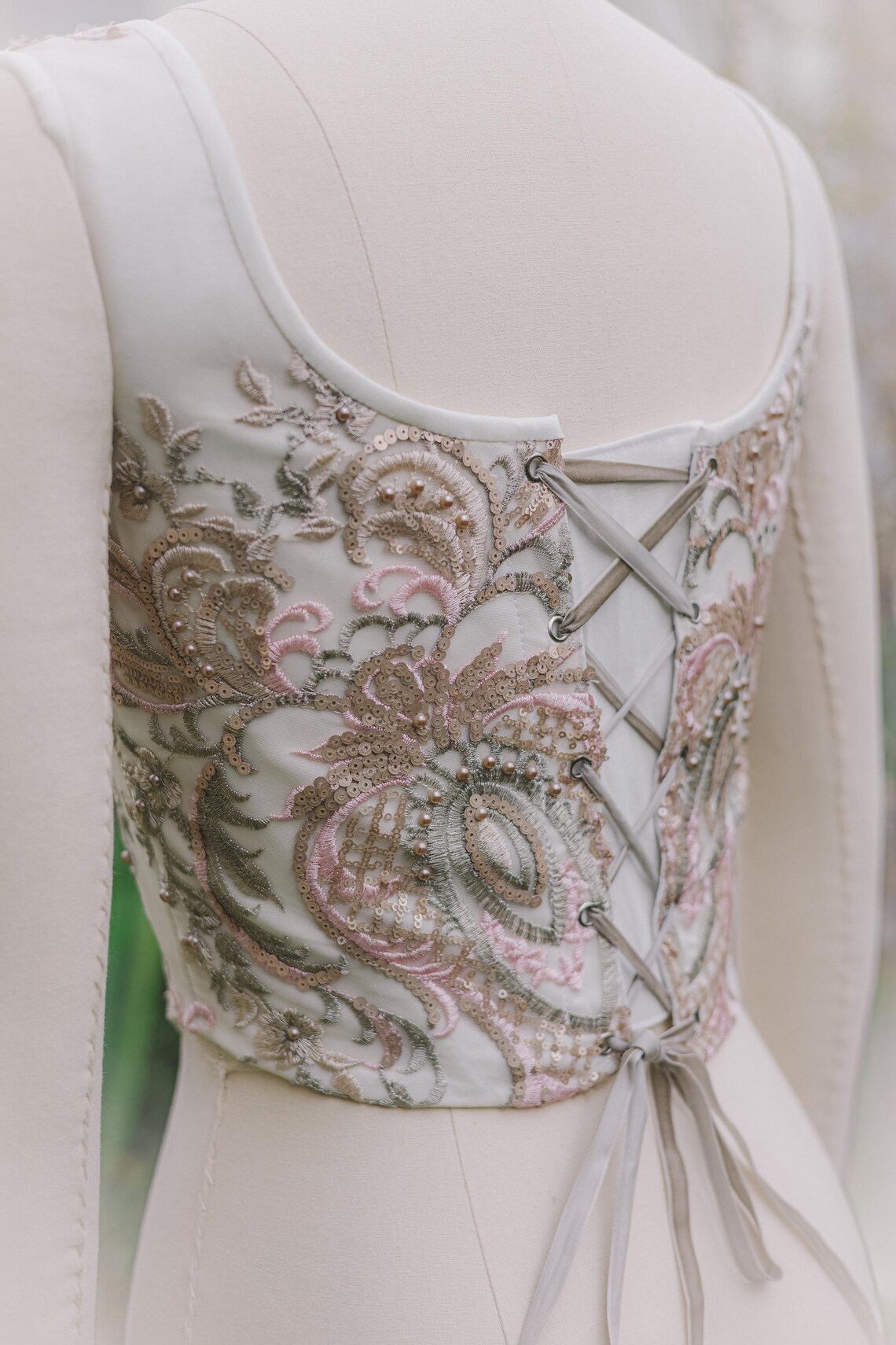 Romantic Embroidered Corset - Delicate and Dreamy - Etsy
