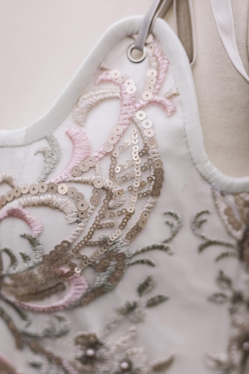 Romantic Embroidered Corset - Delicate and Dreamy - Etsy