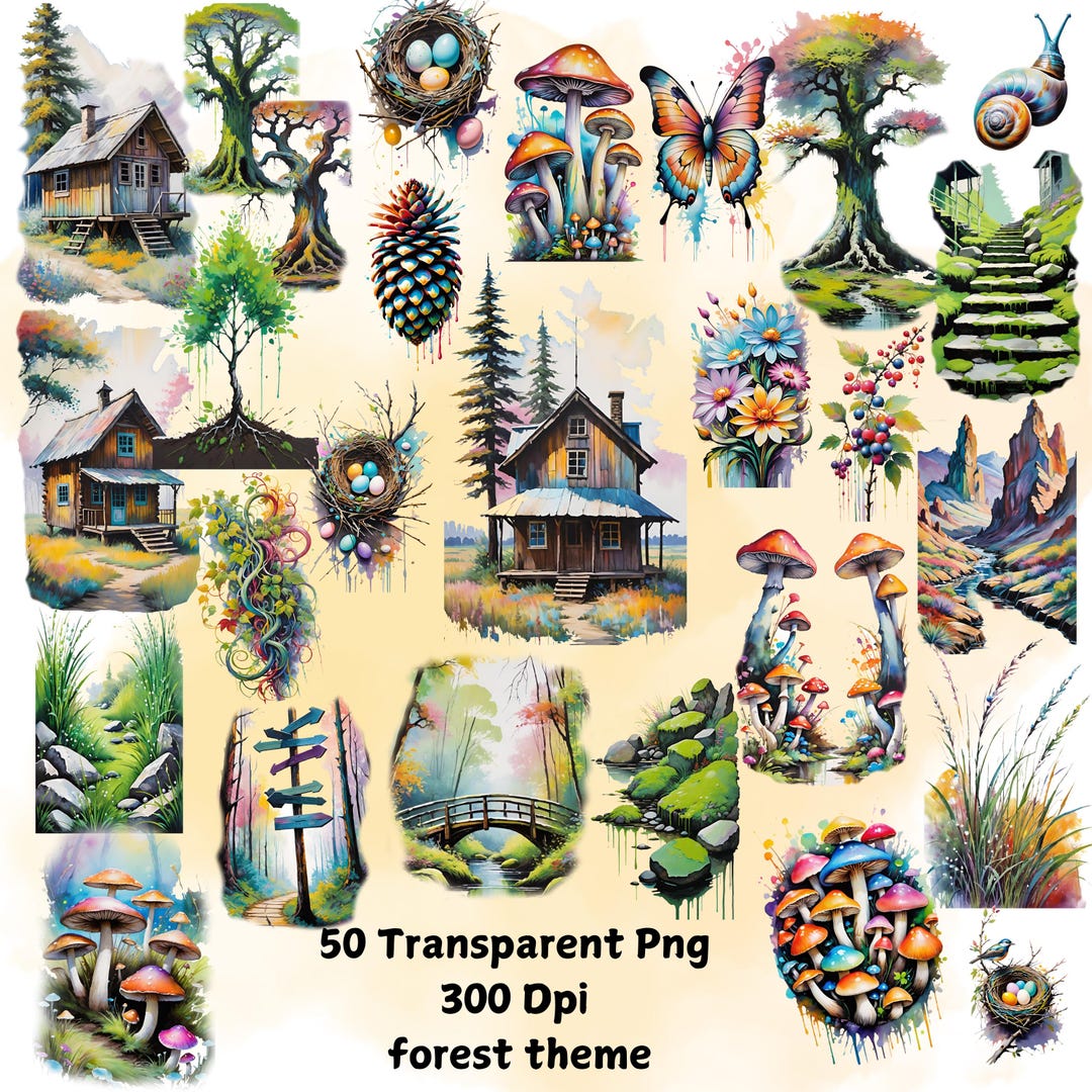 Magical Forest Clipart Bundle: Diverse Elements for Scrapbooking ...