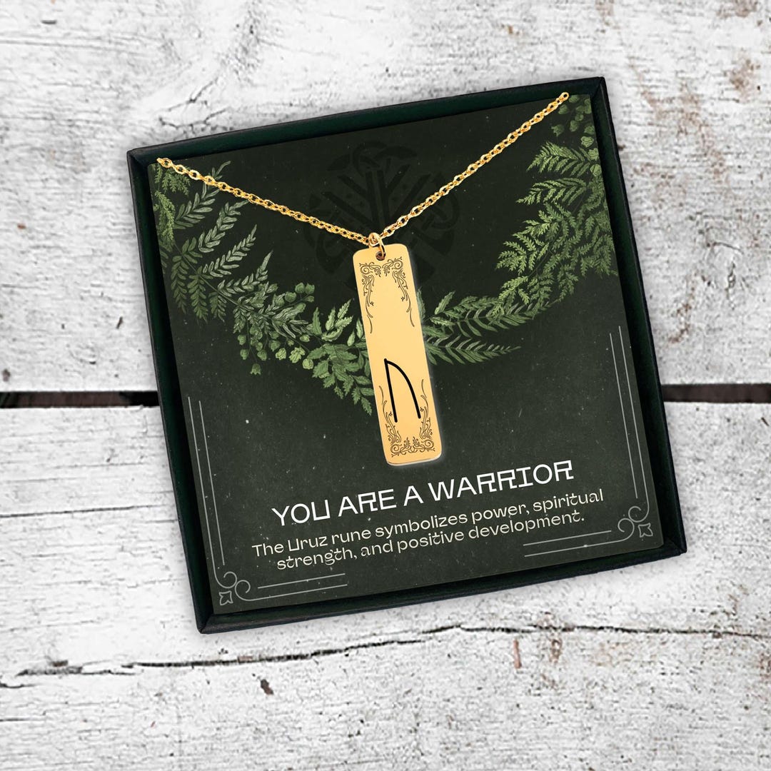 Uruz Rune Personalized Protection Amulet Cute Vertical Bar Customized ...