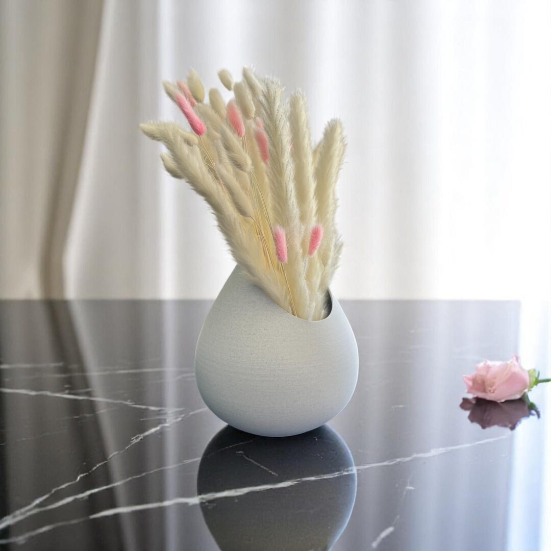 Modern White Marble Water Drop Vase, Designer Decorative Vase, Handmade ...