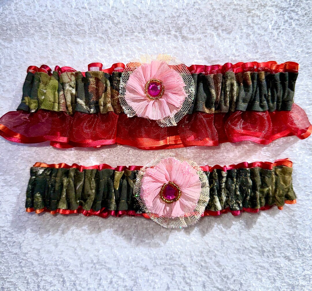 MOSSY OAK ** Pink Sparkle Wedding Garter Set or Prom Garters - Etsy