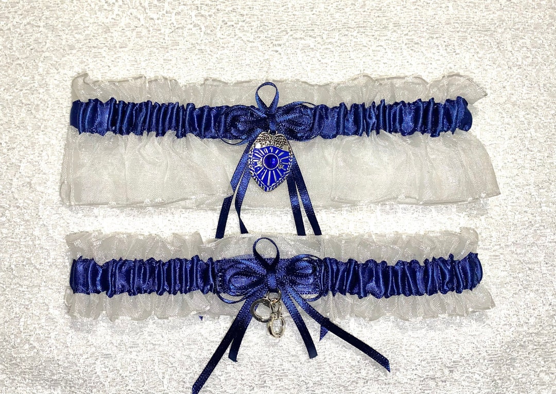 POLICE NAVY BLUE Wedding Garters or Prom Garter - Etsy