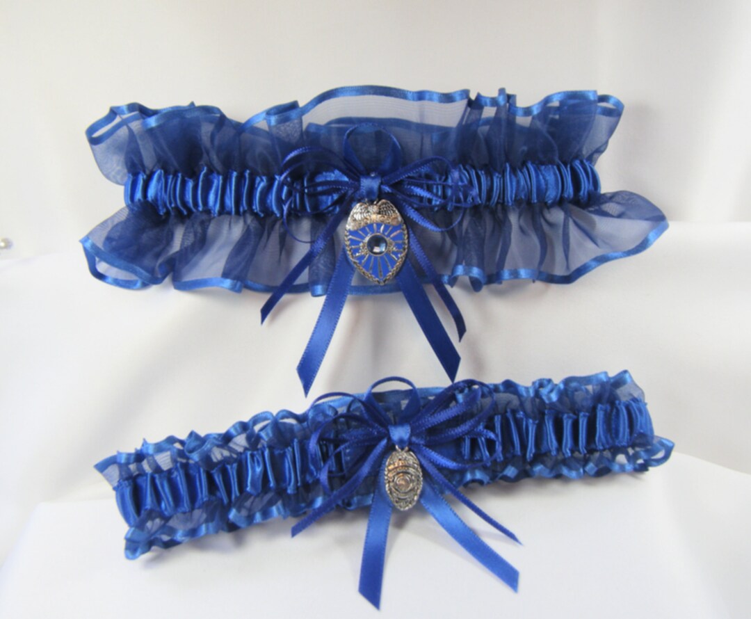 POLICE ROYAL BLUE Wedding Garters of Prom Garter - Etsy