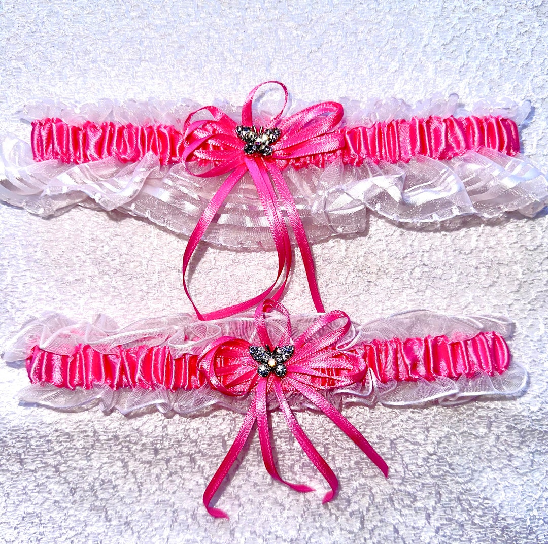 PINK BUTTERFLY** Wedding Garter Set or Prom Garters - Etsy