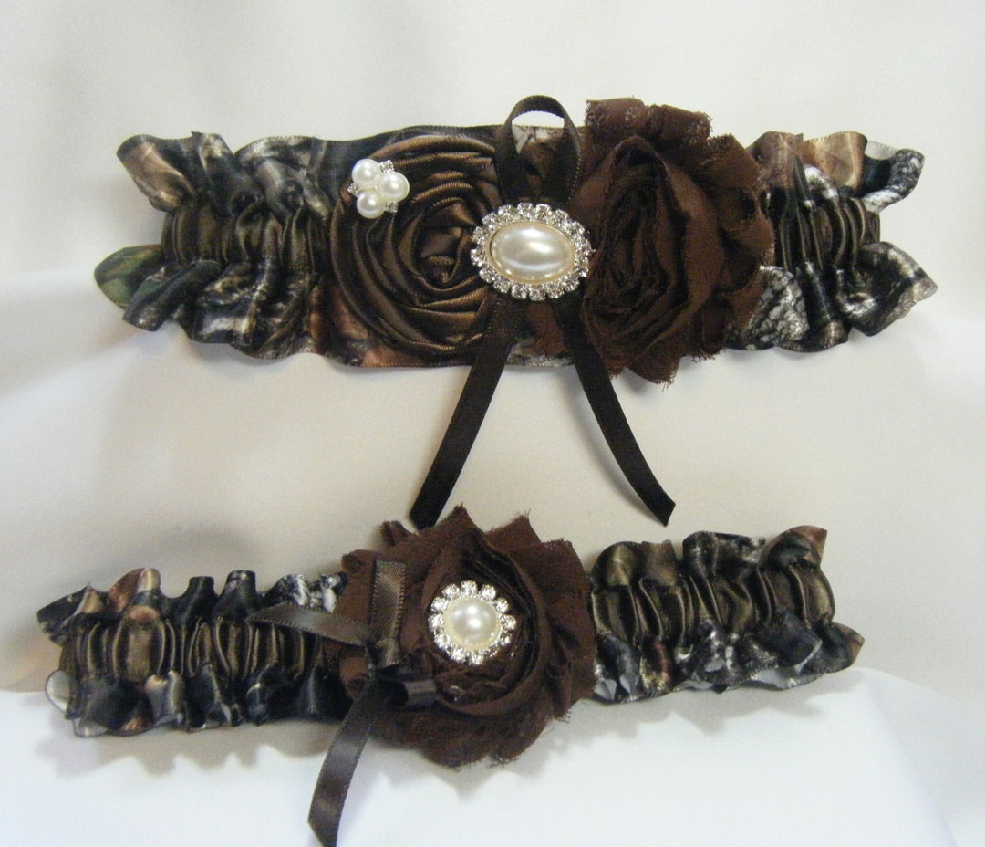 BROWN*** Satin MOSSY OAK Wedding Garters or Prom Garter - Etsy