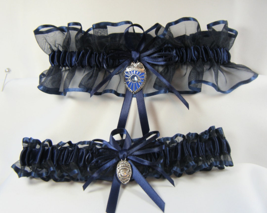POLICE NAVY BLUE Wedding Garters or Prom Garter - Etsy