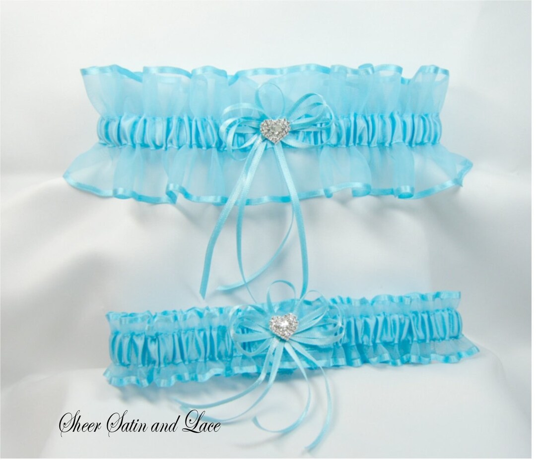 RHINESTONE HEART Light TURQUOISE Wedding Garters Prom Garter Set - Etsy