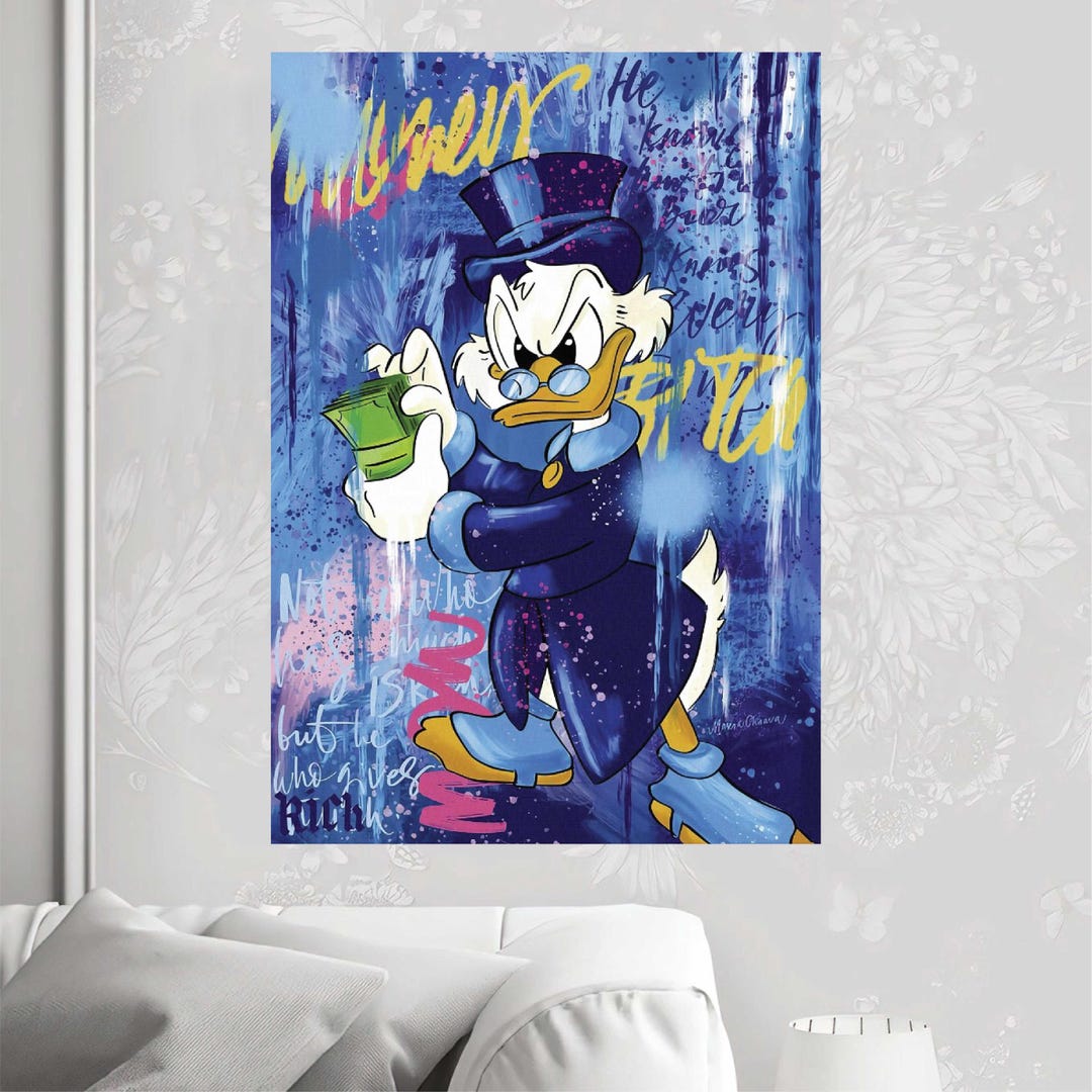 Donald Duck Canvas Painting, Funny Donald Duck Graffiti Canvas Painting ...