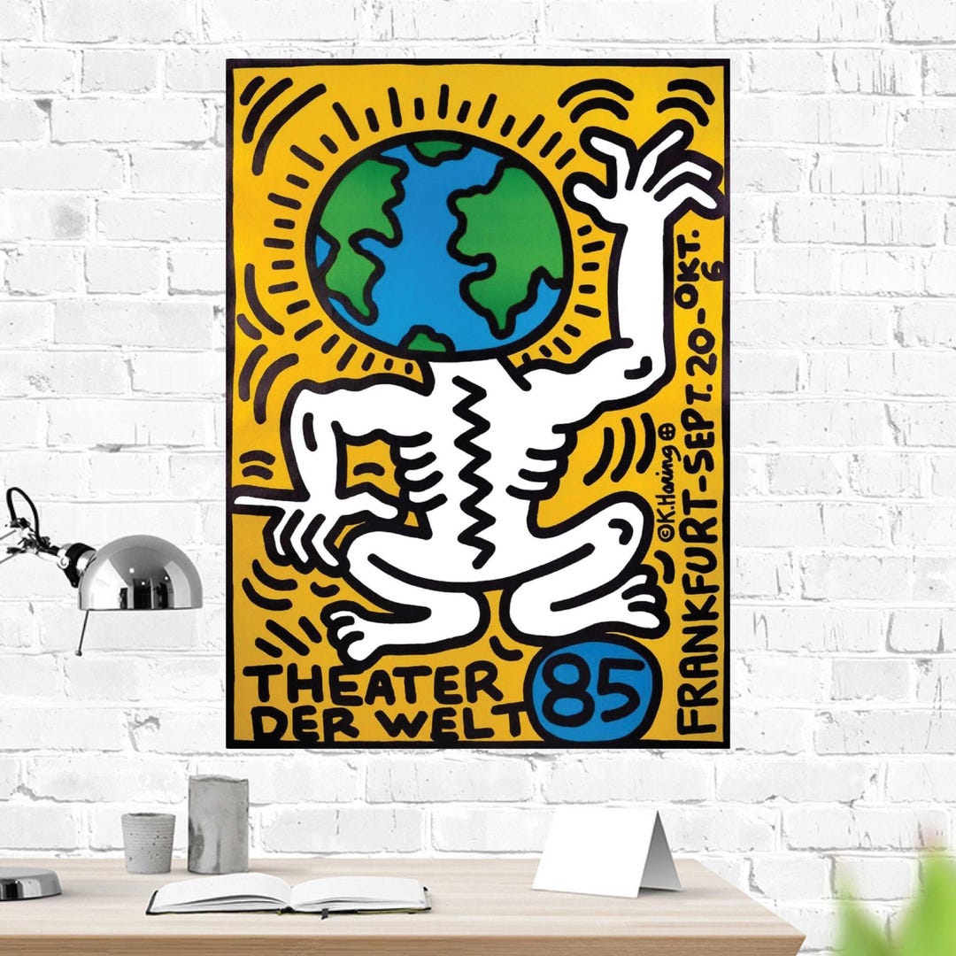 Keith Haring Canvas Framed Wall Art, Abstract Pop Art Keith Haring ...