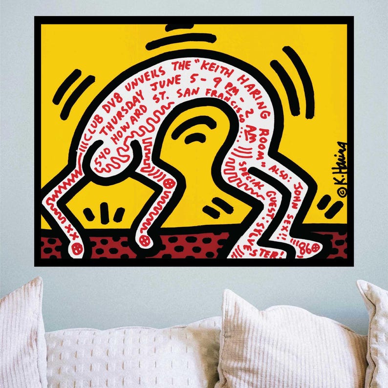 Keith Haring Canvas Framed Wall Art, Abstract Pop Art Keith Haring ...