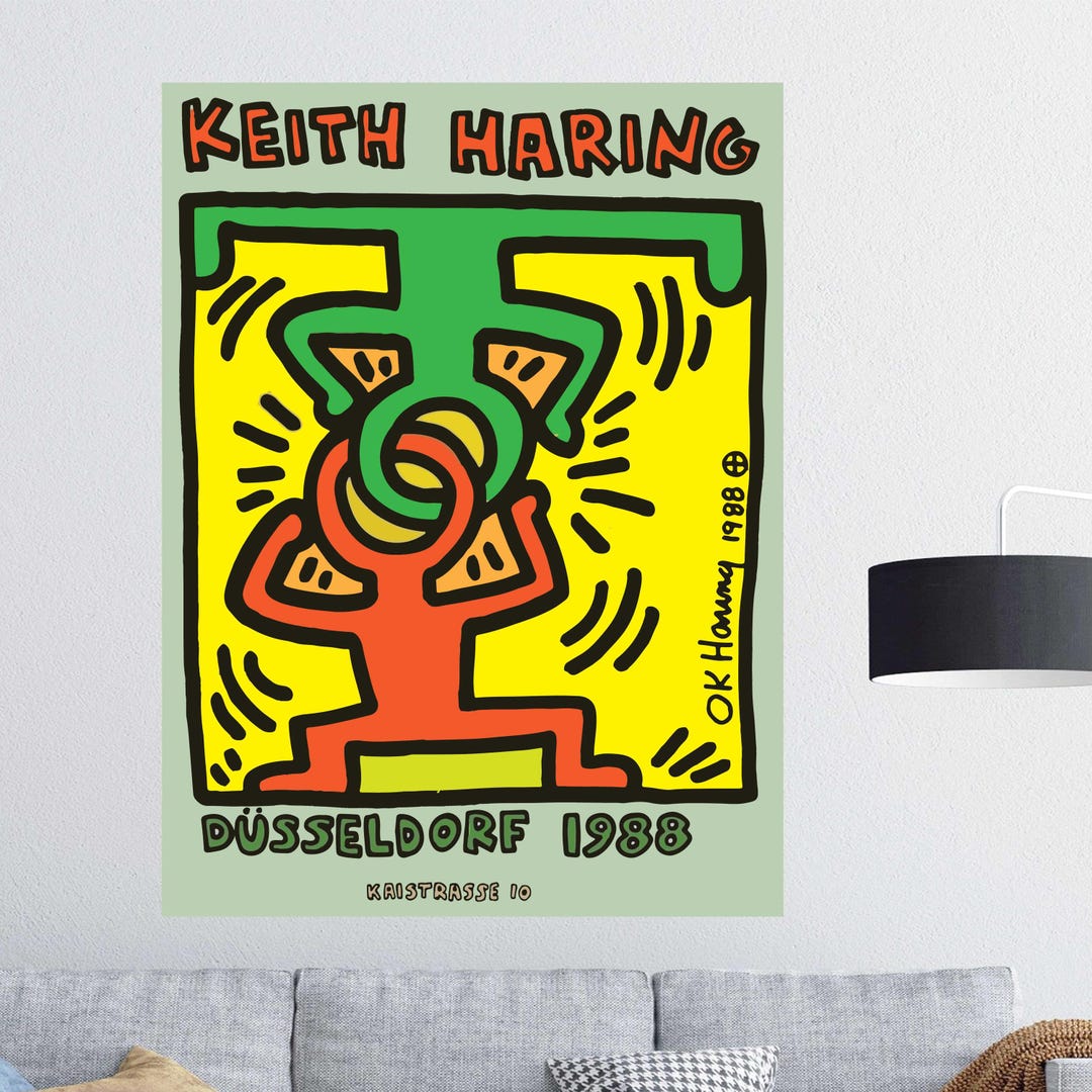 Keith Haring Canvas Framed Wall Art, Abstract Pop Art Keith Haring ...