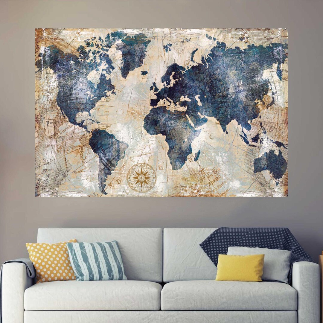 Vintage World Map, World Map Poster, Antique Style World Map, Noua ...