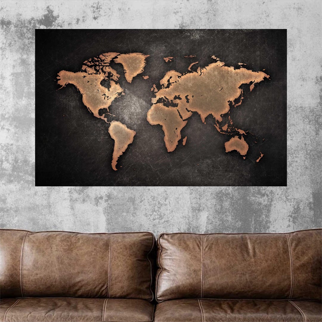 World Map Art Canvas, Antique Map Wall Art, Middle Earth Antique Map ...