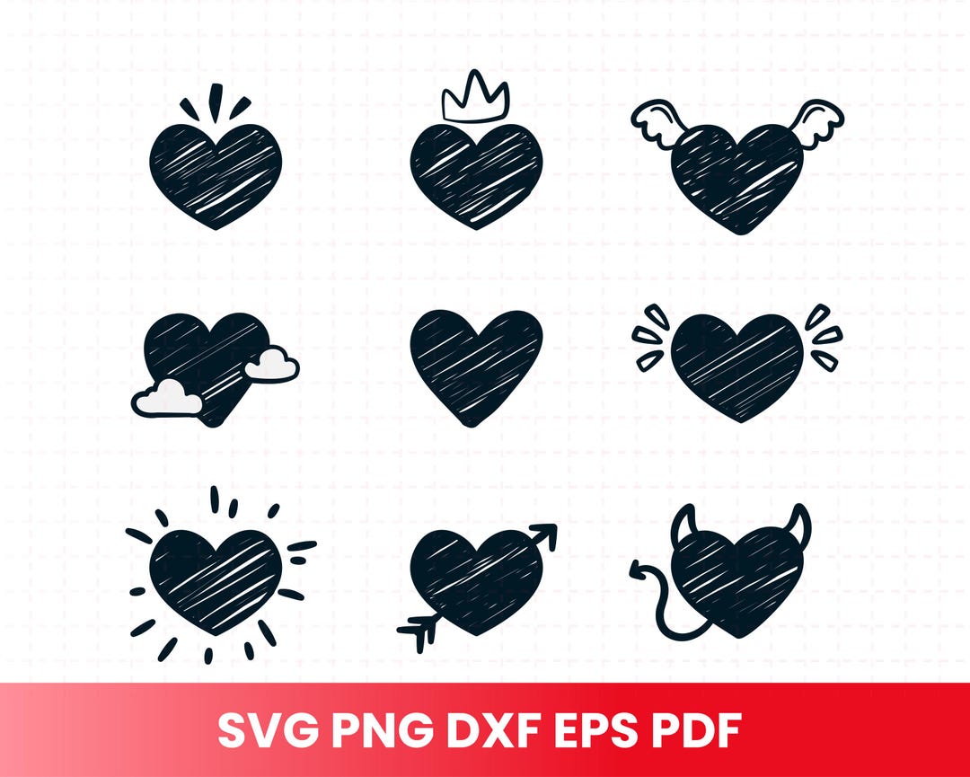 Heart Pack SVG Bundle | 9 Unique Heart Designs | SVG PNG Dxf Eps Pdf ...