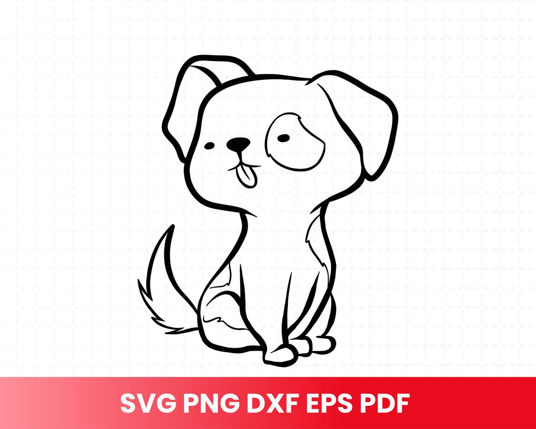 Cute Puppy Outline | Svg Pdf Png Eps Dxf | Instant DIGITAL DOWNLOAD ...