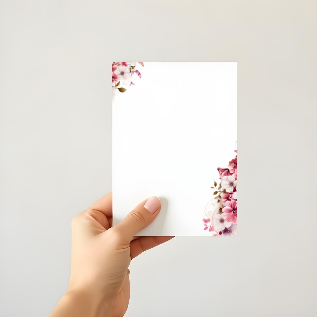 Stationery Floral Blank Cards Template | 5x7 Inches | Printable PDF ...