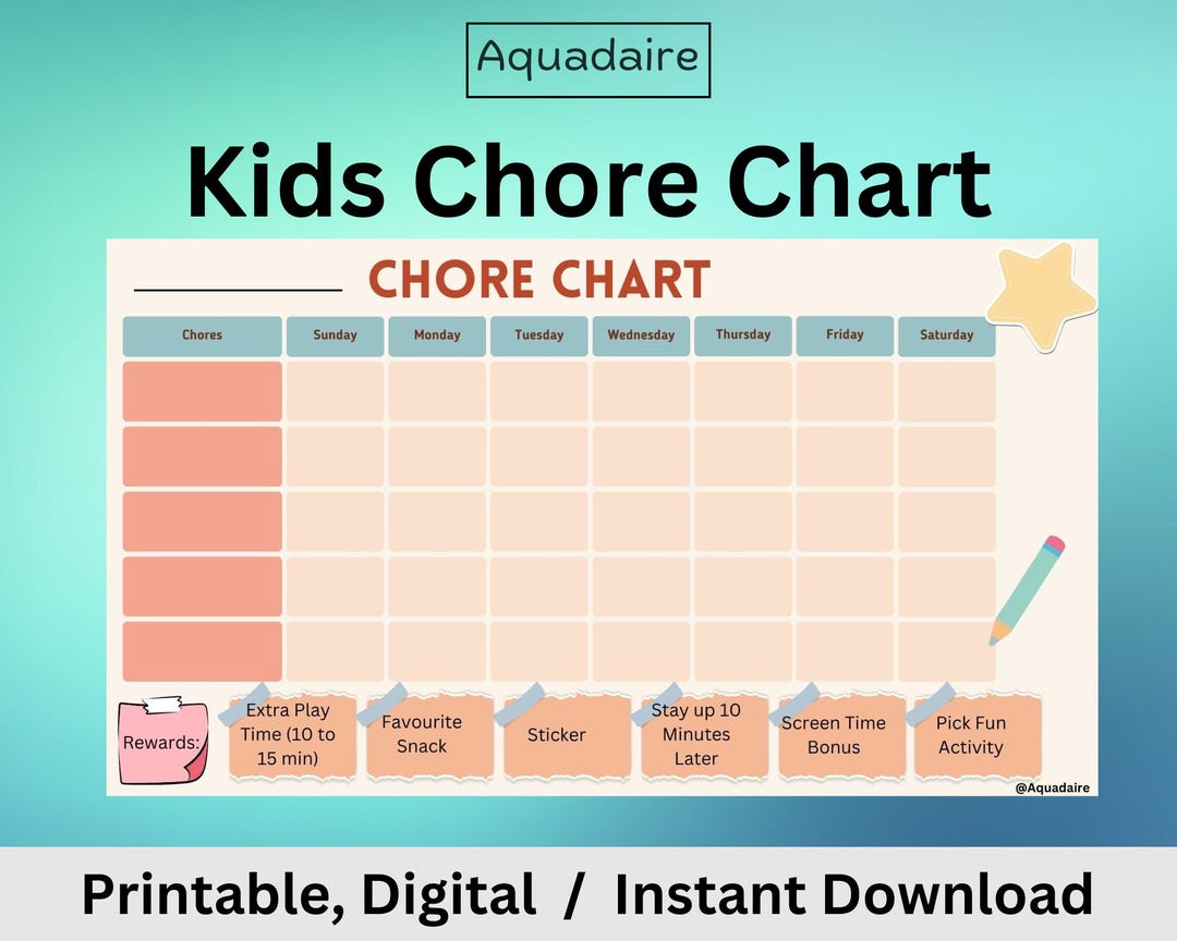 The 7-day Reward Chart: Fun & Easy Chore Tracker for Kids - Etsy
