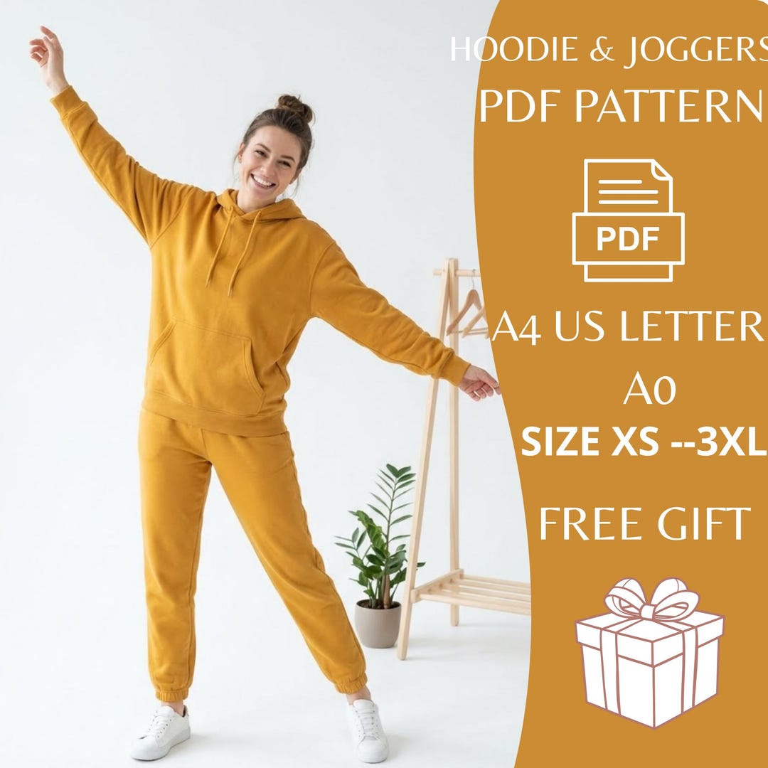 Hoodie & Jogger Sewing Pattern PDF | Women Loungewear Set Pattern ...
